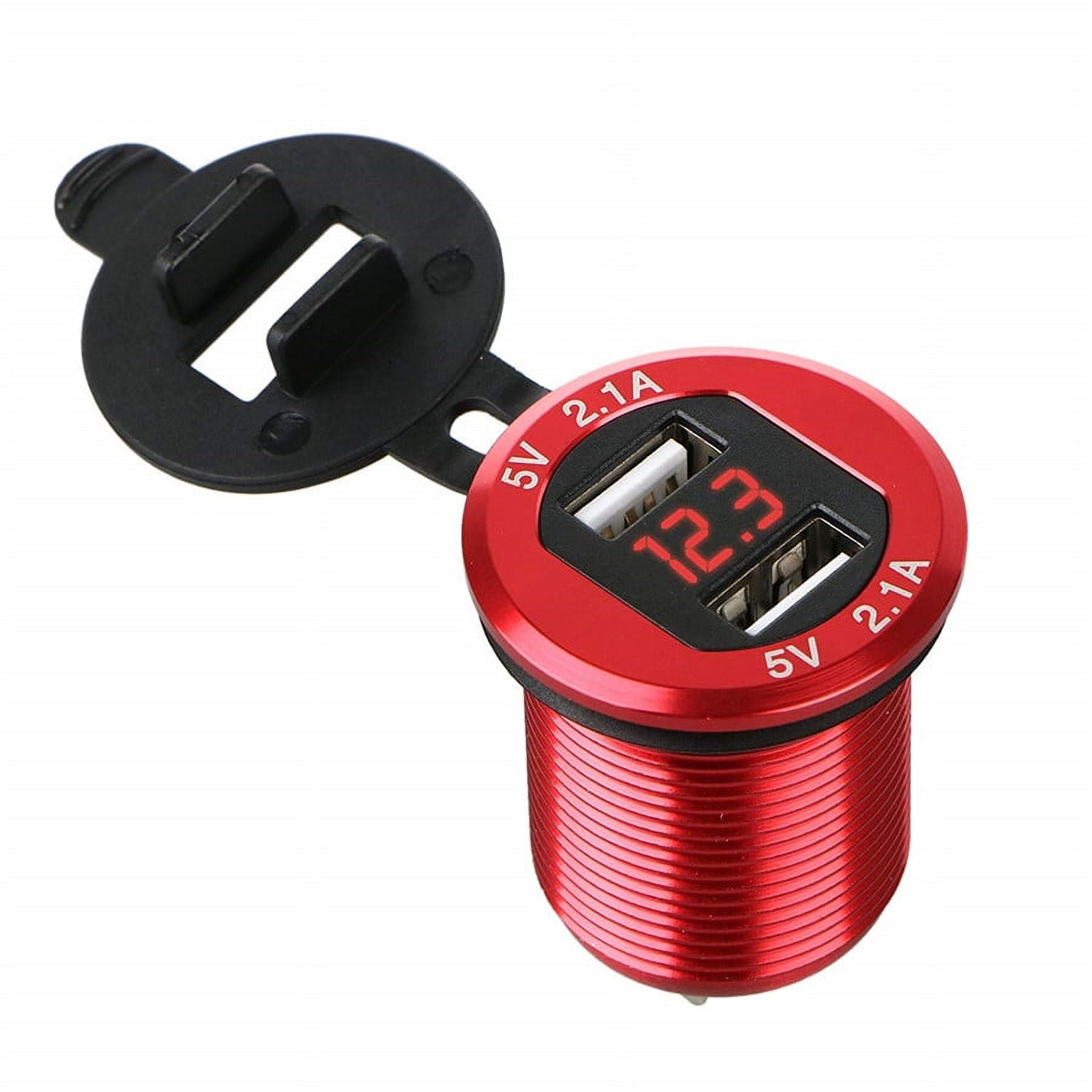 Dual Port USB Red LED Digital Voltmeter Car Cigarette Lighter Charger ...