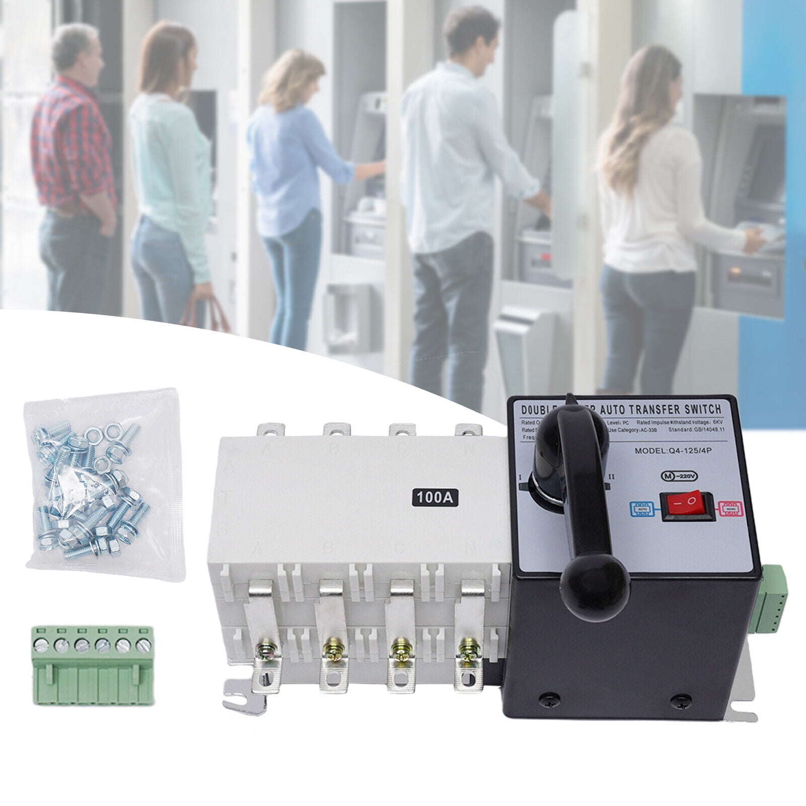 Dual Power Automatic Transfer Changeover Switch 4P 100A 110V Grid to ...