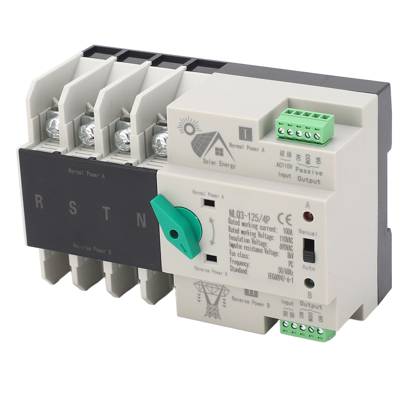 Dual Power Automatic Transfer Switch 4P Millisecond Switching Back Up ...