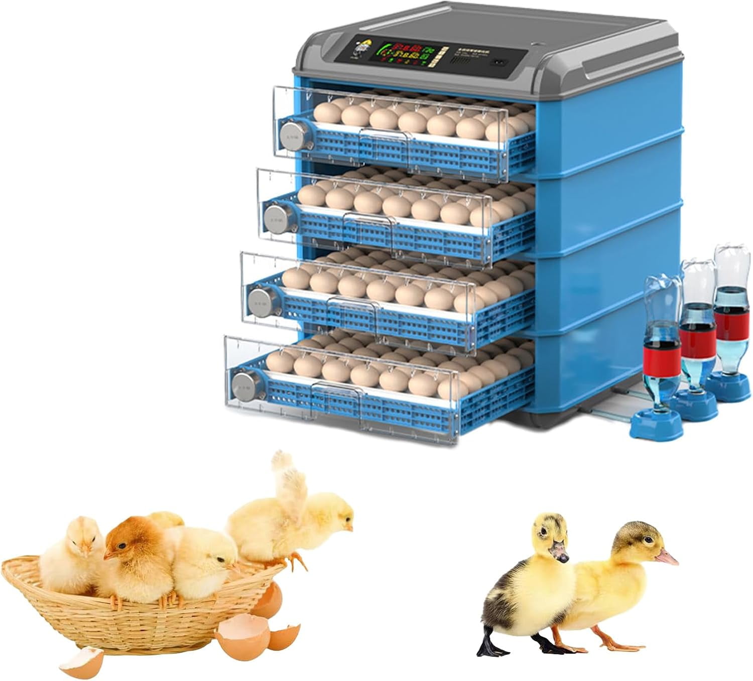 Dual-Power Fully Automatic Egg Incubator,64-500 Egg Poultry Hatcher ...