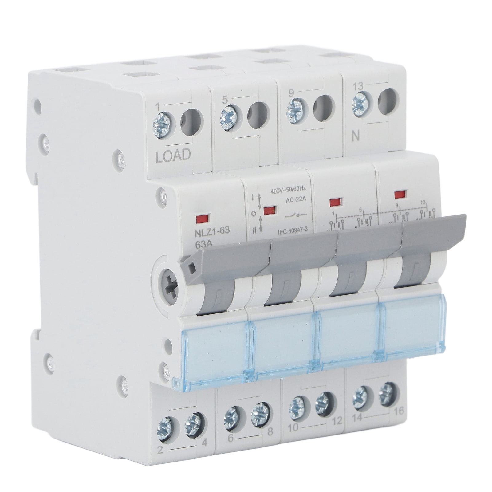 Dual Power Manual Transfer Switch, DIN Rail Mount, 400VAC 63A Isolating ...