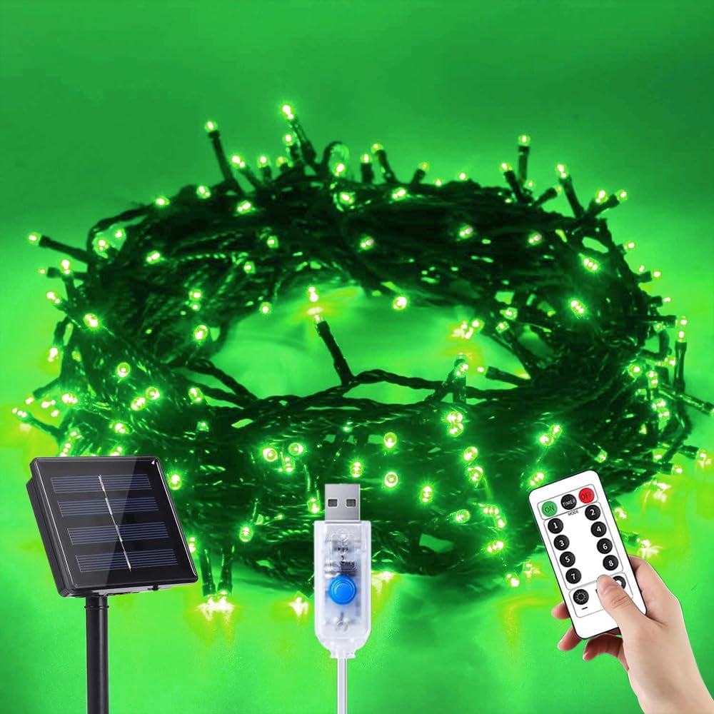 Dual Power Solar Lights-32M 300LED Solar And USB String Lights With ...