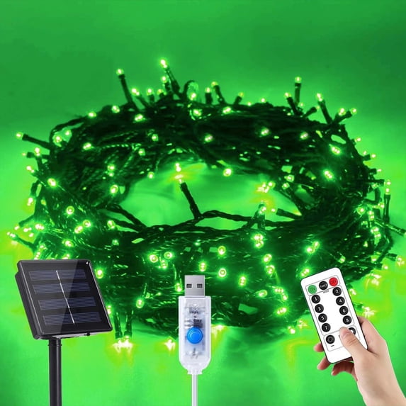 Dual Power Solar Lights-32M 300LED Solar And USB String Lights With ...