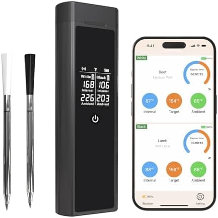 Dual Probe Meat Thermometer with Digital Large Display, Long Range App ...