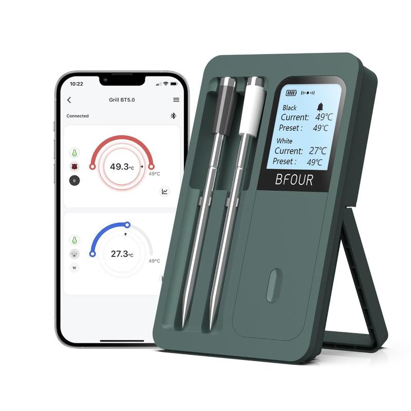 Dual-Probe Wireless Meat Thermometer, 328FT Bluetooth Digital Smart ...