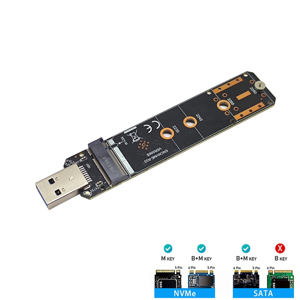 Dual Protocol M.2 NVME to USB 3.1SSD Adapter,M2 SSD to NGFF Converter Card 10Gbps USB3.1 Gen 2 ...