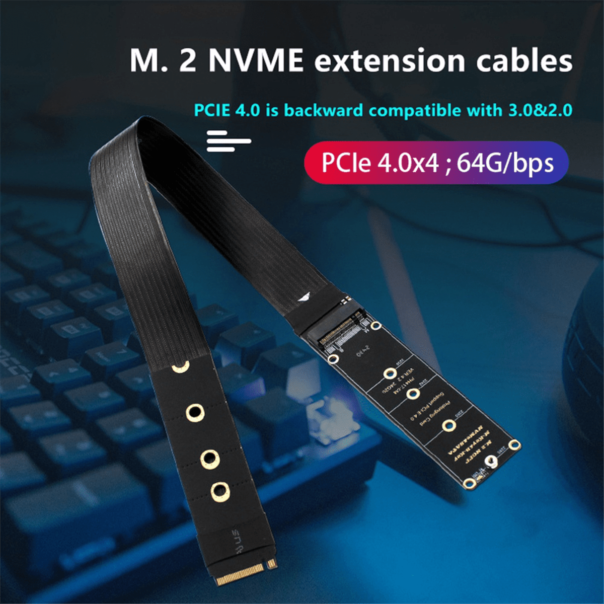 Dual Protocol PCIE4.0 M.2 M Key NVME Extension Cable Riser Card for ...