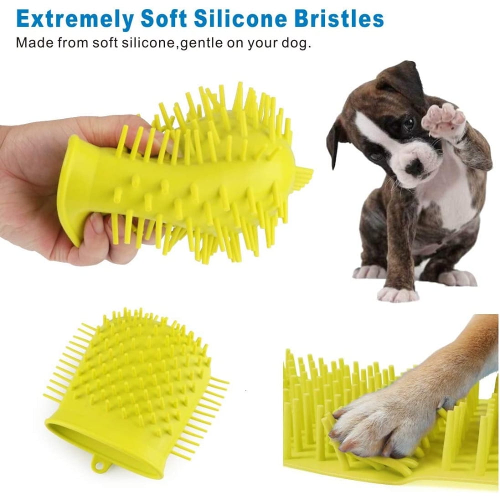 Dual Purpose Dog Paw Scrubber and Bath Brush Dog Paw Cleaner, Portable ...