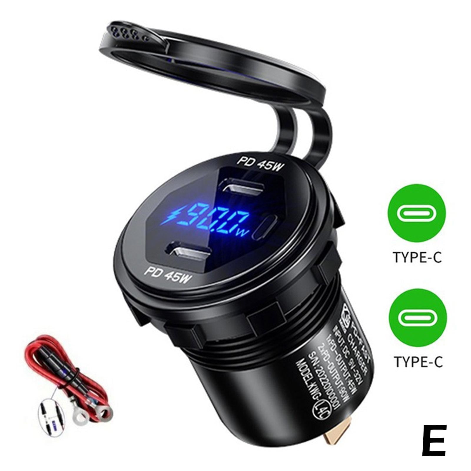 Dual QC 3.0 USB + PD 12v/24v Type-C Fast Car Charger Socket Adapter ...