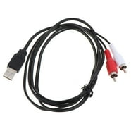 5ft USB A Male to 2x RCA Phono Male AV Cable Lead PC TV Aux Audio Video ...