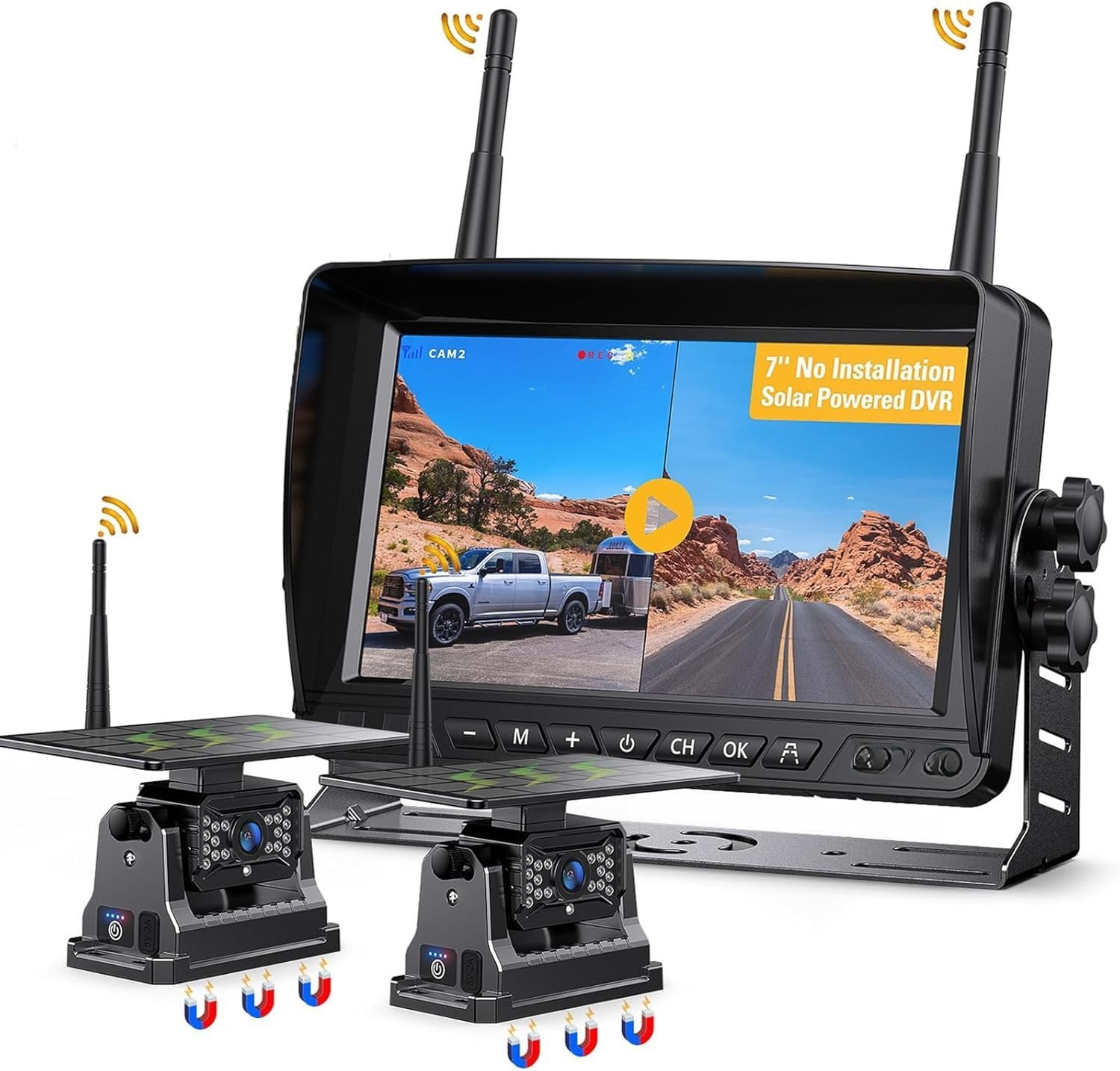 Dual RV Backup Camera 7" 1080P Reverse Camera with Long Life , Night ...