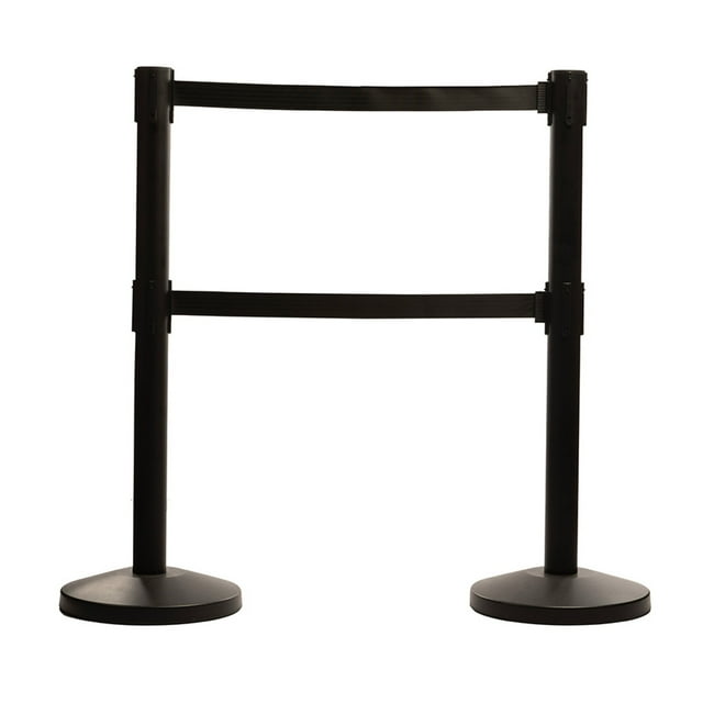 Dual Retractable Belt Barrier Stanchion, 9' Black Belts - 2 Pack ...