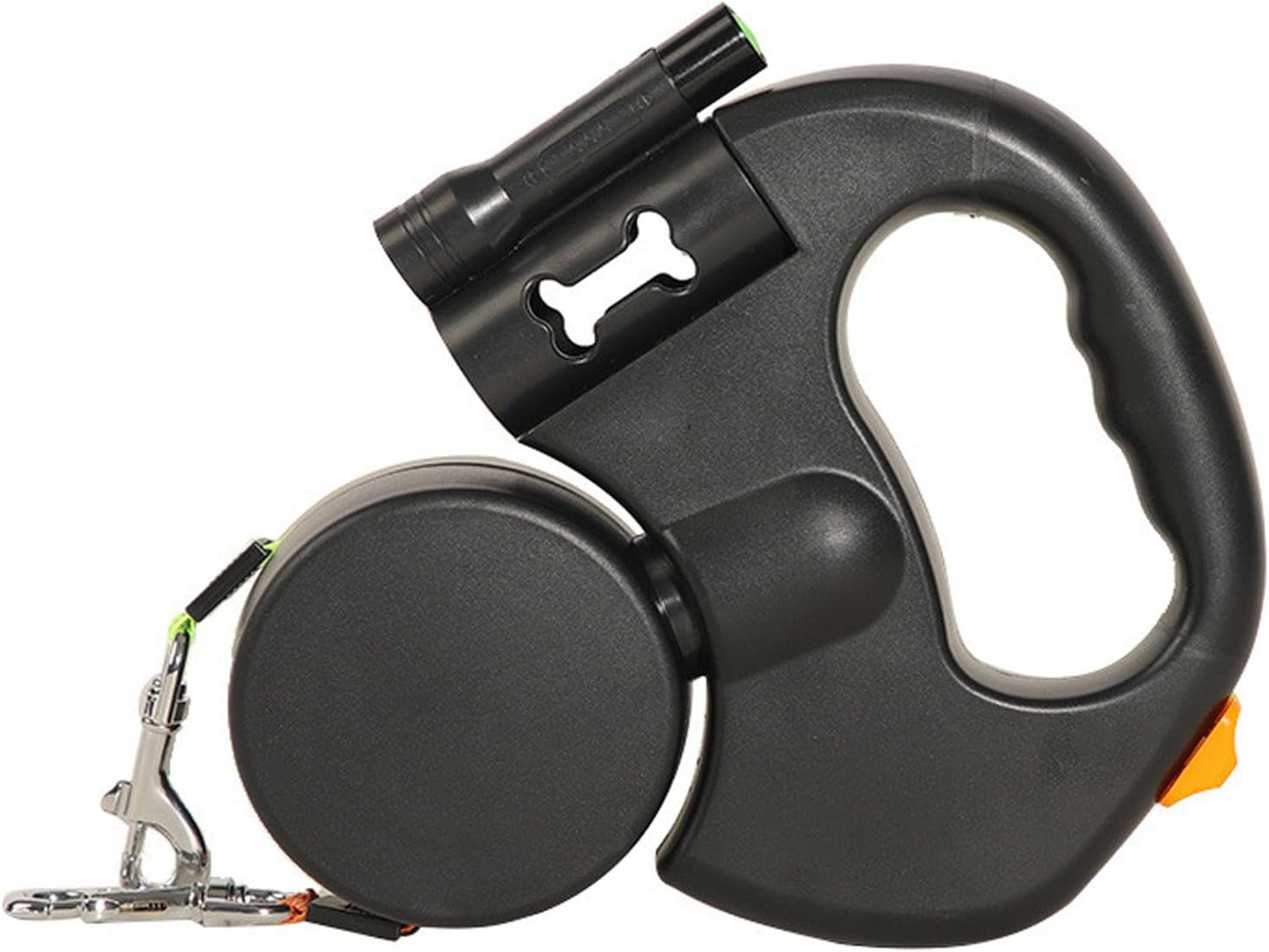 Dual Retractable Dog Leash – LED Flashlight & Poop Bag Holder, Tangle ...