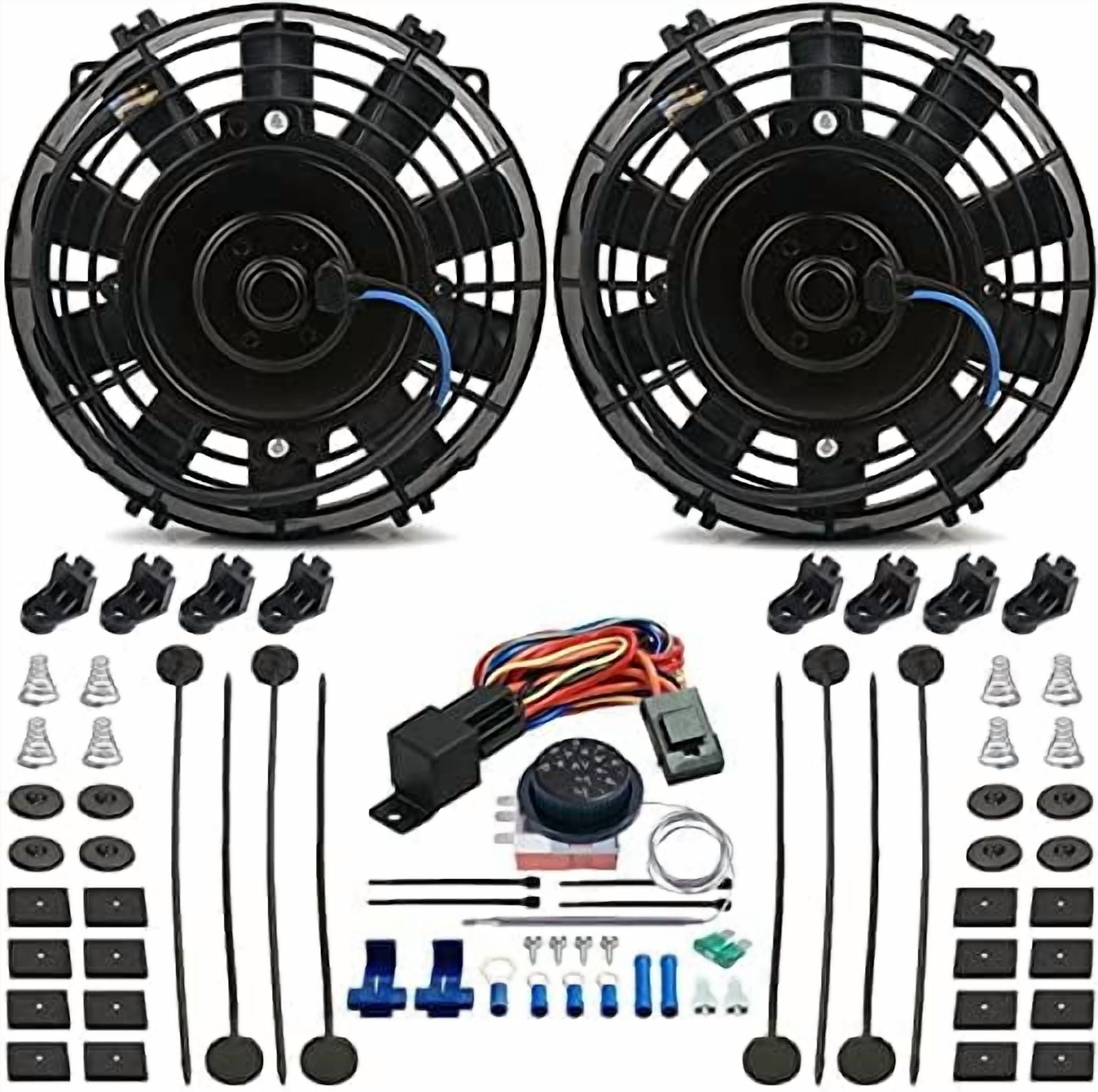 Dual Reversible 12V Electric Engine Radiator Cooling Fan & Adjustable ...