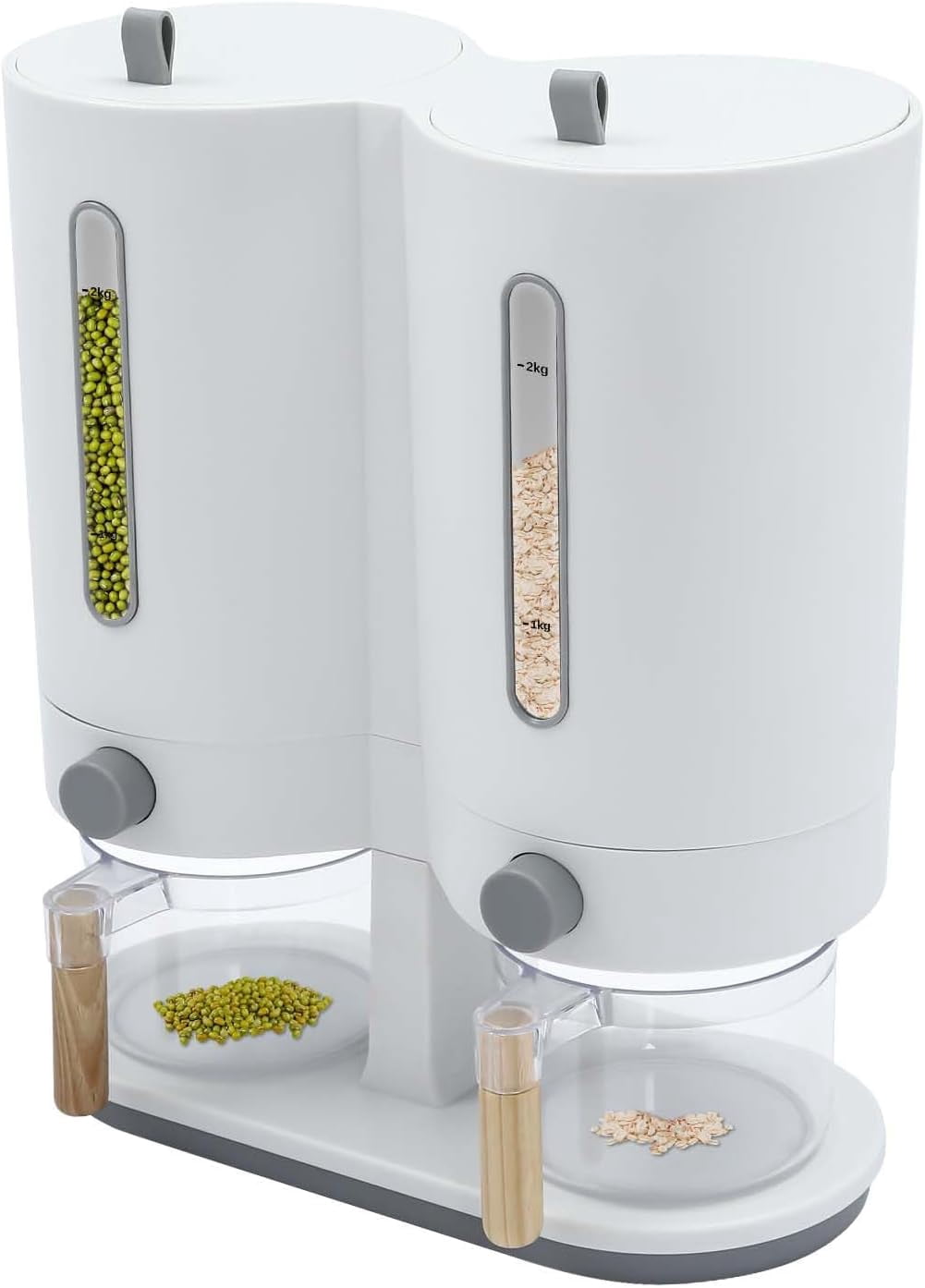 Dual Rice Dispenser, Rice and Grain Dispenser with Two Measuring Cups ...