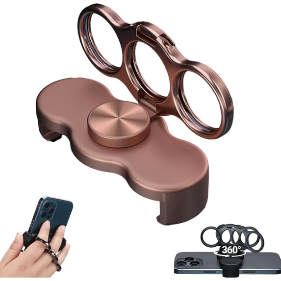 Dual-Ring Three-Finger Back Clip Holder with 360° Rotation, Ergonomic ...
