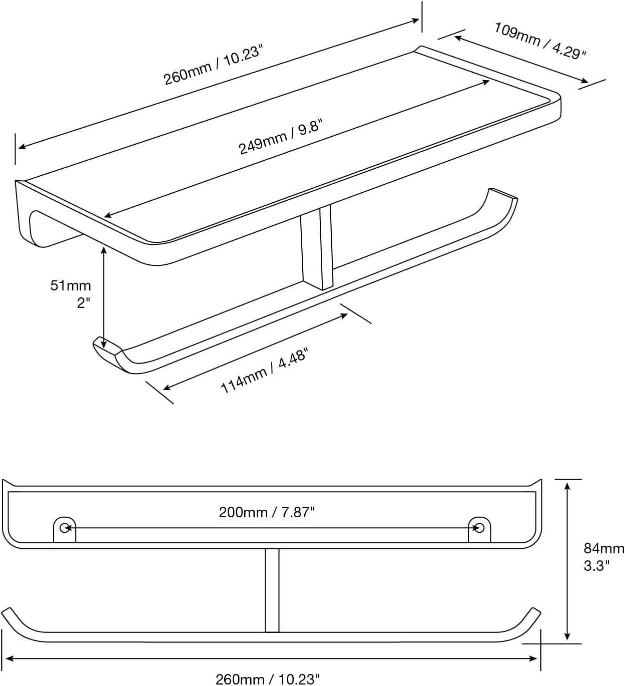 Dual Roll Toilet Paper Holder with Phone Shelf, Solid Metal Bathroom ...