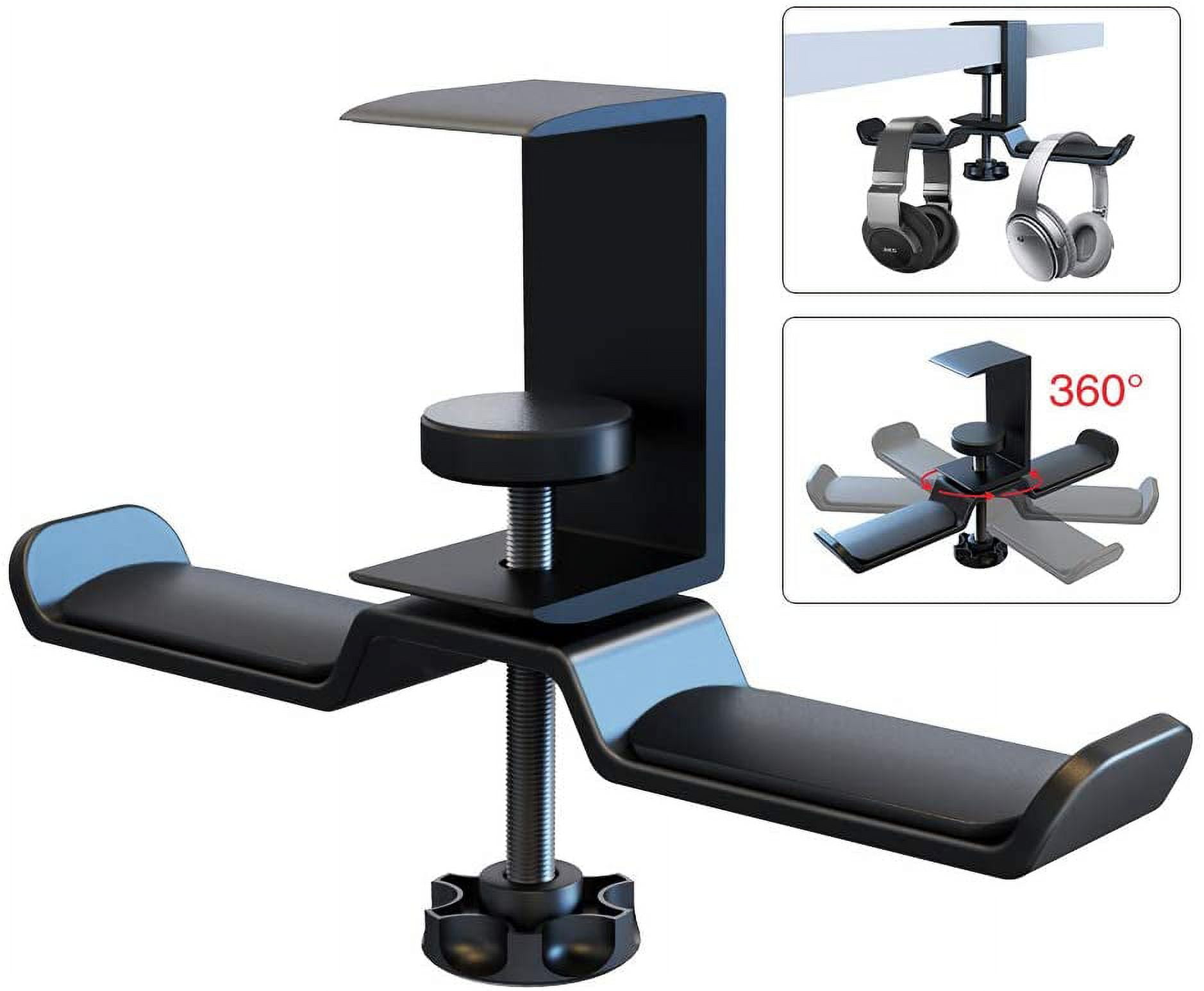 Dual Rotatable Headphone Stand Hanger Under Desk Clamp Headset Holder ...