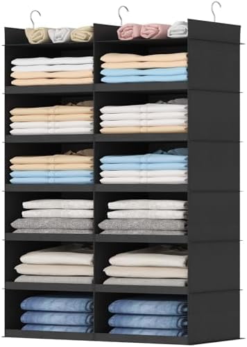 Dual-Row Shelf Hanging Closet Organizer and Storage, Clothes Shelves ...