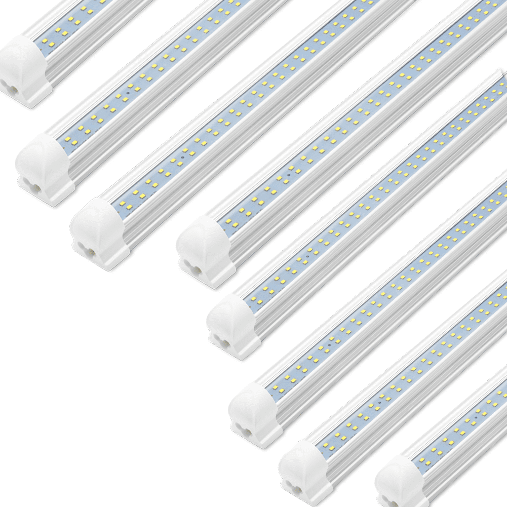 Dual Row T8 8ft LED Shop Light Fixture Linkable, 72w 6000K White, 8 ...