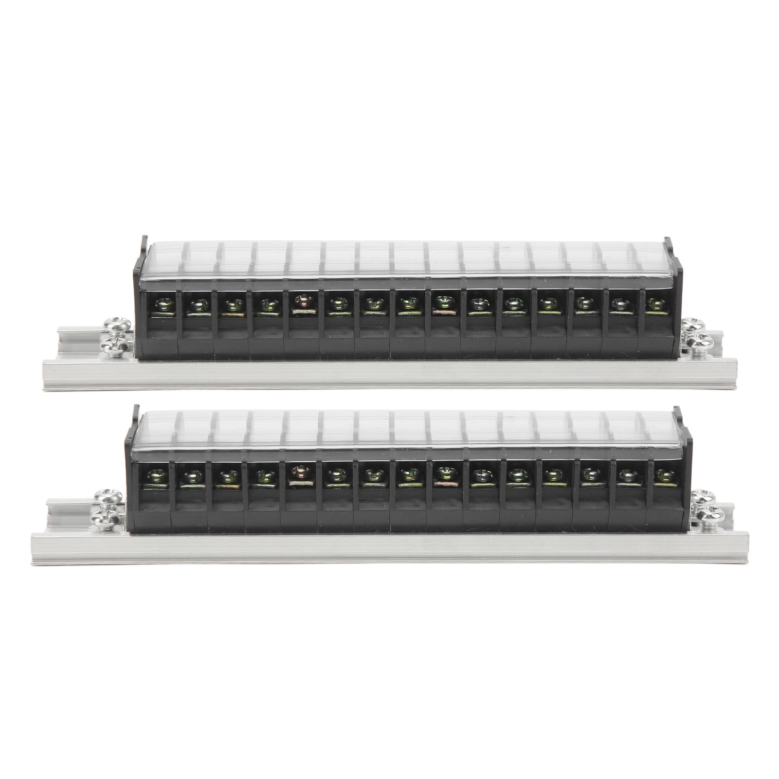 Dual Row Terminal Strip, 660V 15A, 10 Positions, T1515, Terminal Barrier Strip with Cover, 2pcs ...