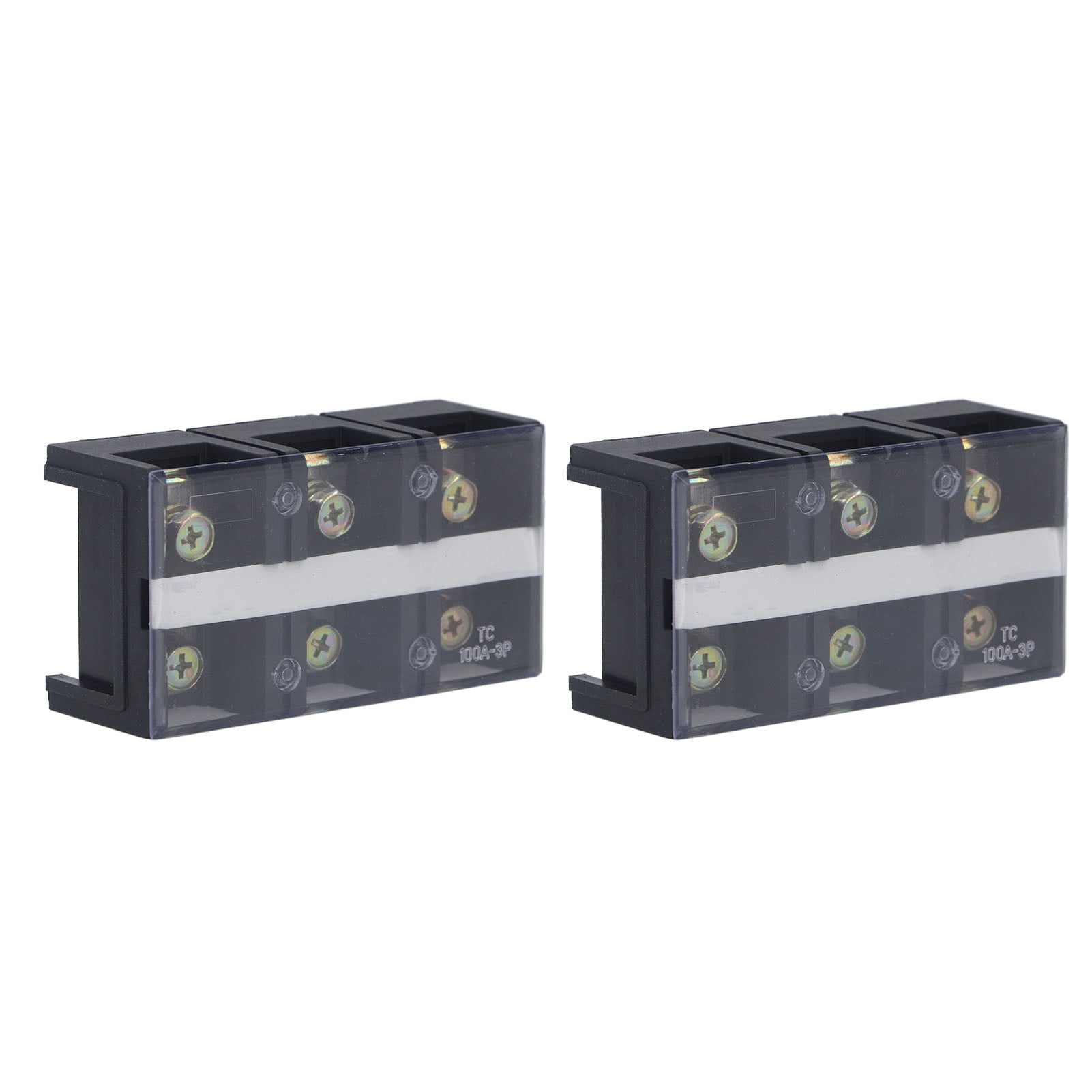 Dual Row Wire Terminal Strip, 600V 100A, 3 Positions, Professional TC Fixed, 2pcs Wire Barrier ...