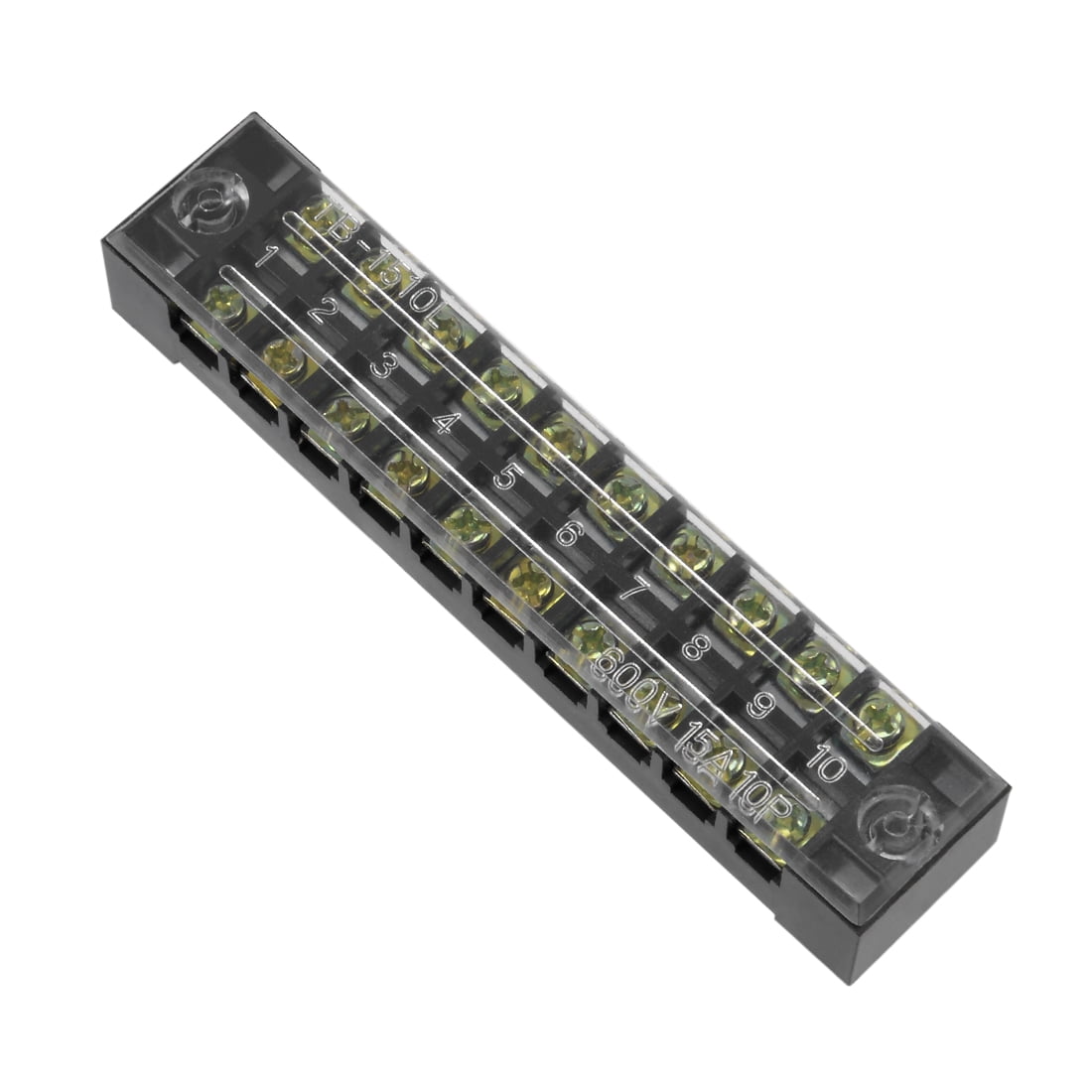 Dual Rows 10 Positions 600V 15A Wire Barrier Block Terminal Strip TB ...
