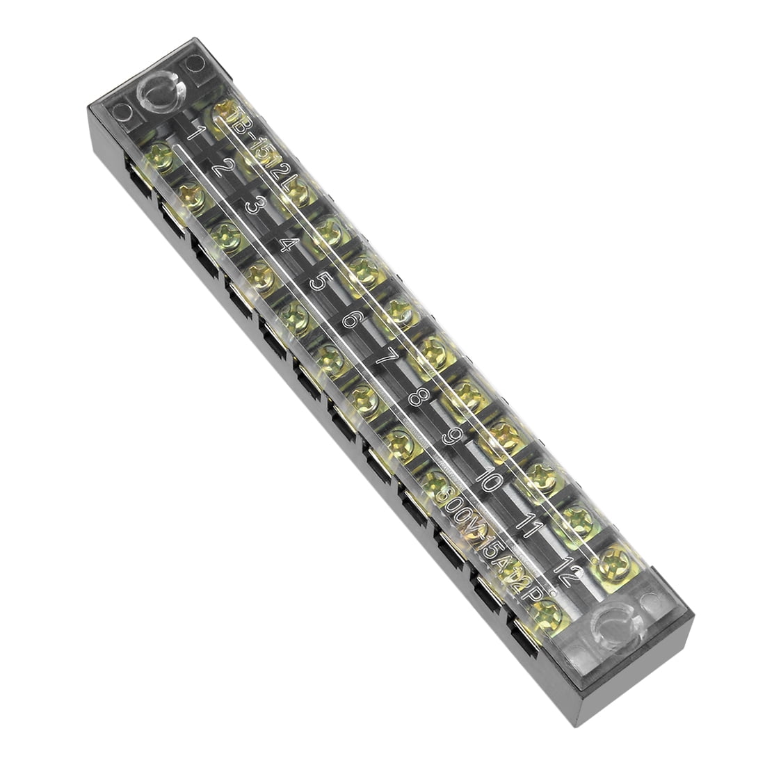 Dual Rows 12 Positions 600V 15A Wire Barrier Block Terminal Strip TB-1512L - Walmart.com