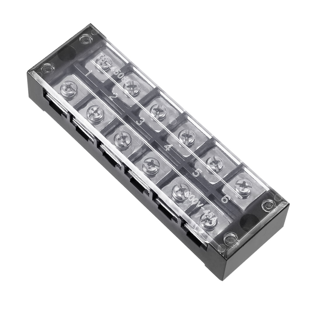 Dual Rows 6 Positions 600V 45A Cable Barrier Block Terminal Strip TB ...