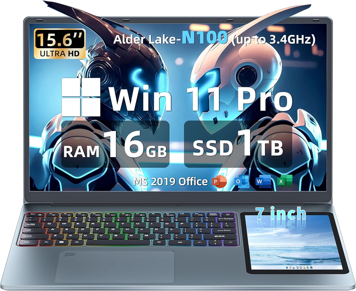 Dual Screen Laptop 15.6"LCD Screen + 7" Touch Screen Computer 16GB RAM ...