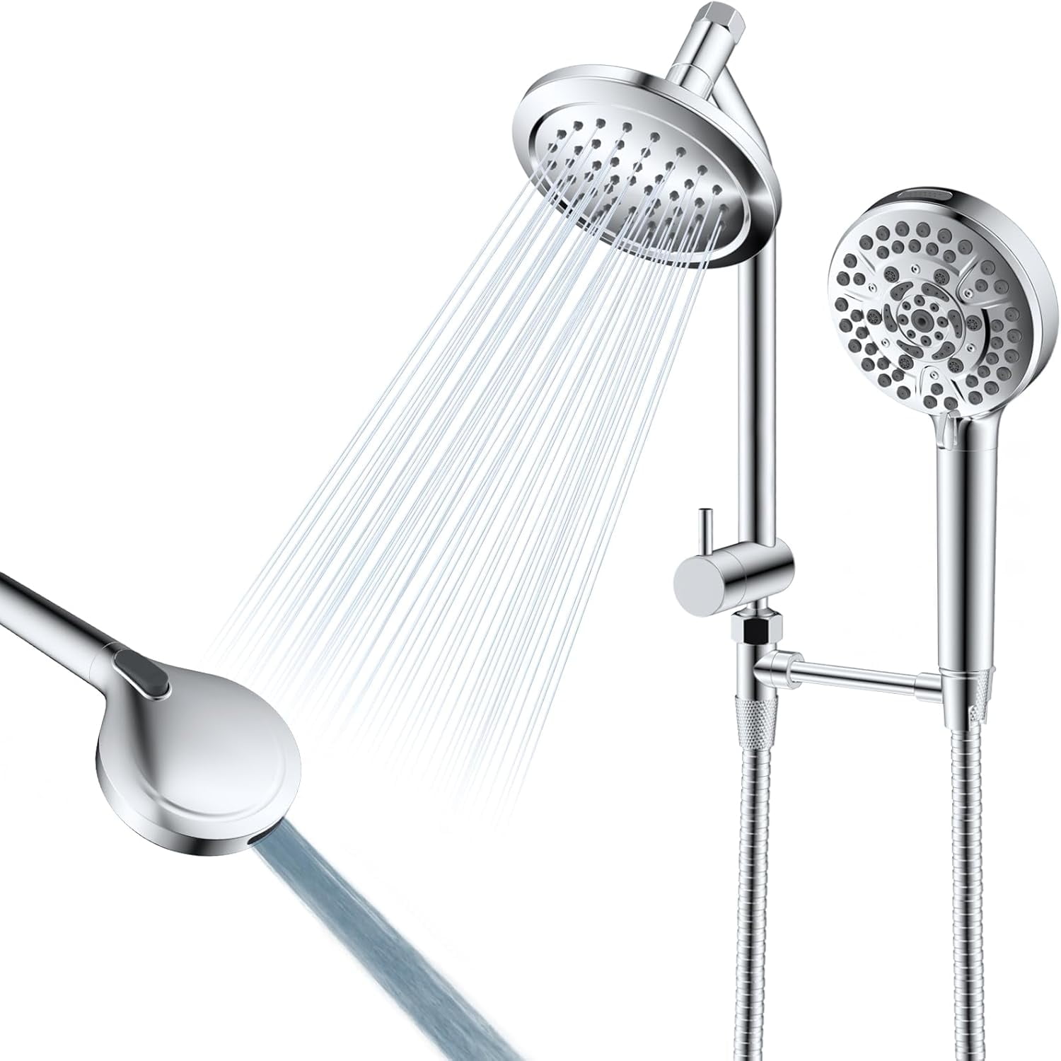 Dual Shower Easy Reach, High 10- Handheld Shower & 6" Round Rainfall ...