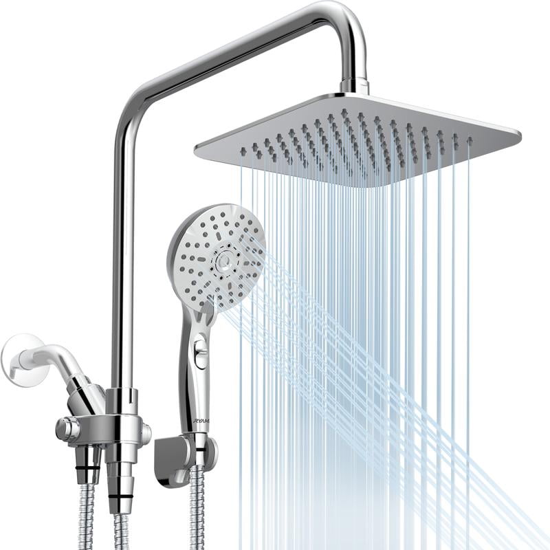 Dual Shower Head Combo, 8'' High Pressure Rain/Rainfall Shower Head,5 ...