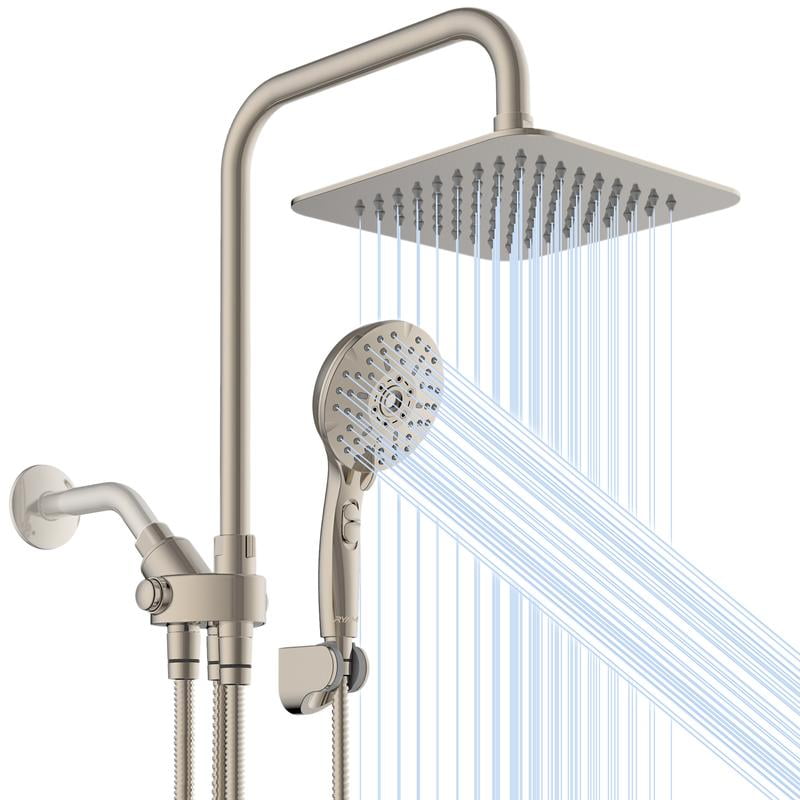 Dual Shower Head Combo, 8'' High Pressure Rain/Rainfall Shower Head,5 ...