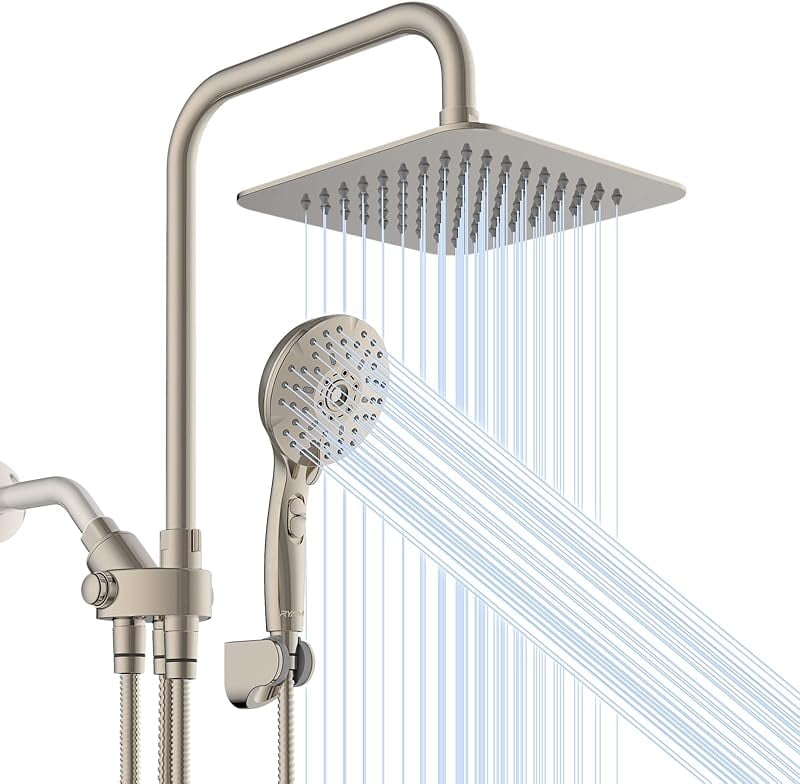 Dual Shower Head Combo, 8'' High Pressure Rain Shower Head with ...