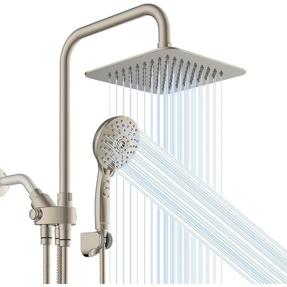 Dual Shower Head Combo, 8'' High Pressure Rain Shower Head with ...