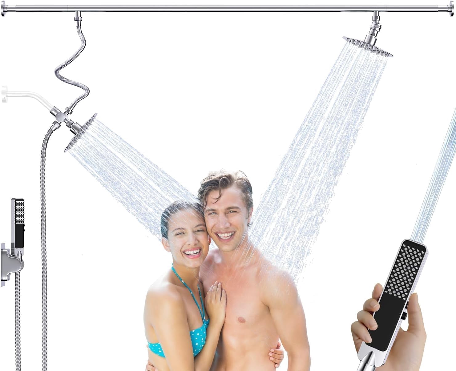 Dual Shower Head for Couples Adjustable Pressure Tandem Shower Head ...