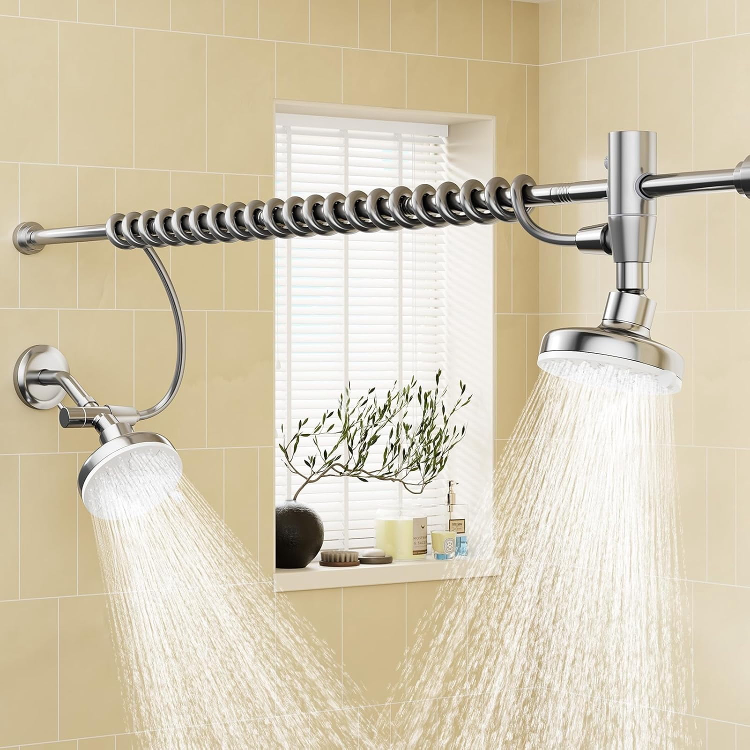 Dual Shower Head with Original Adjustable Slider, High Pressure Double ...