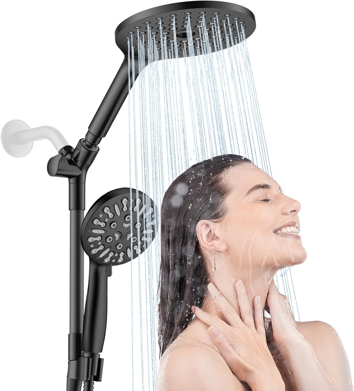 Dual Shower Heads with Handheld Spray, 7.5" Rainfall Shower Head with ...