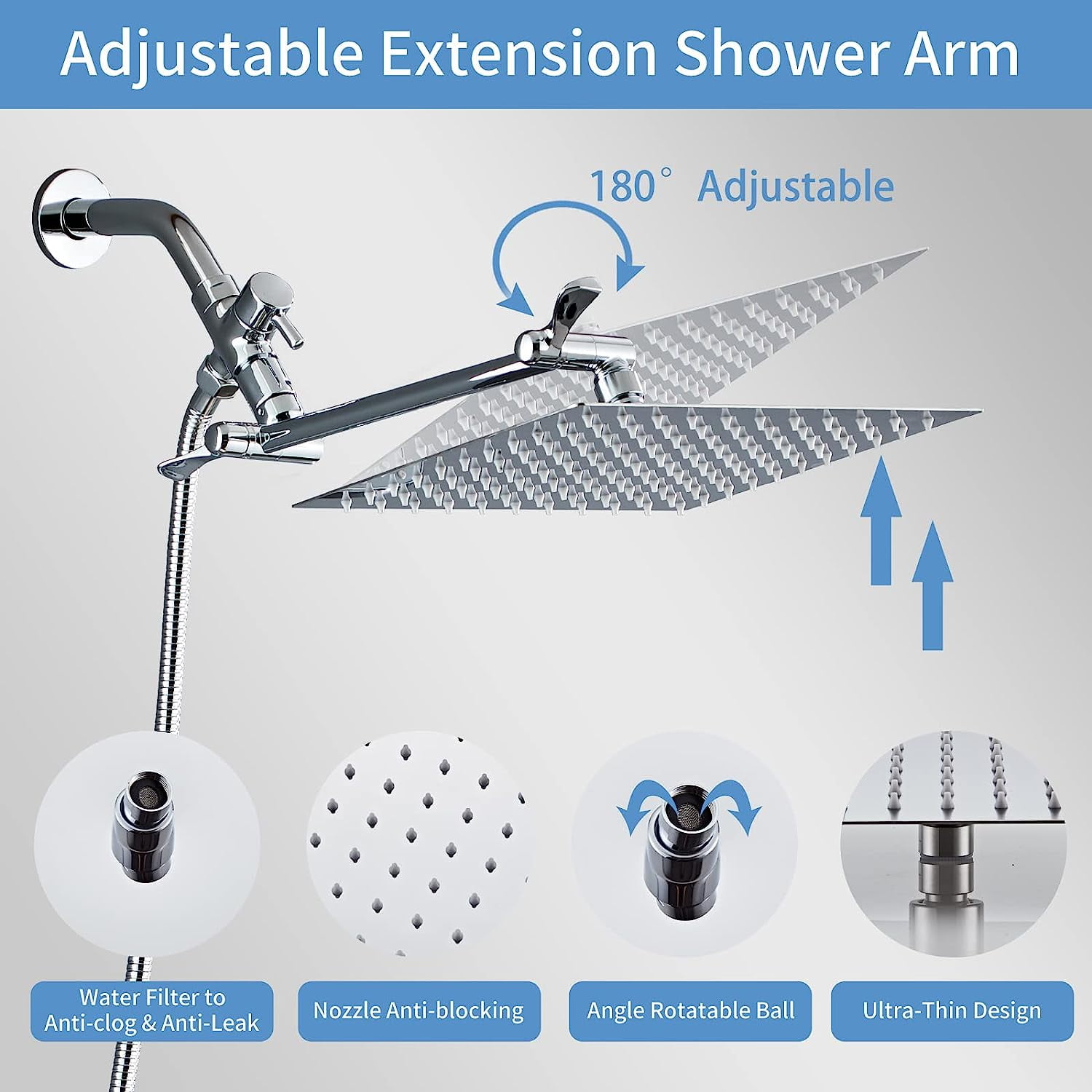 Dual Shower Heads with Handheld Spray- Luxury High Pressure Rainfall ...