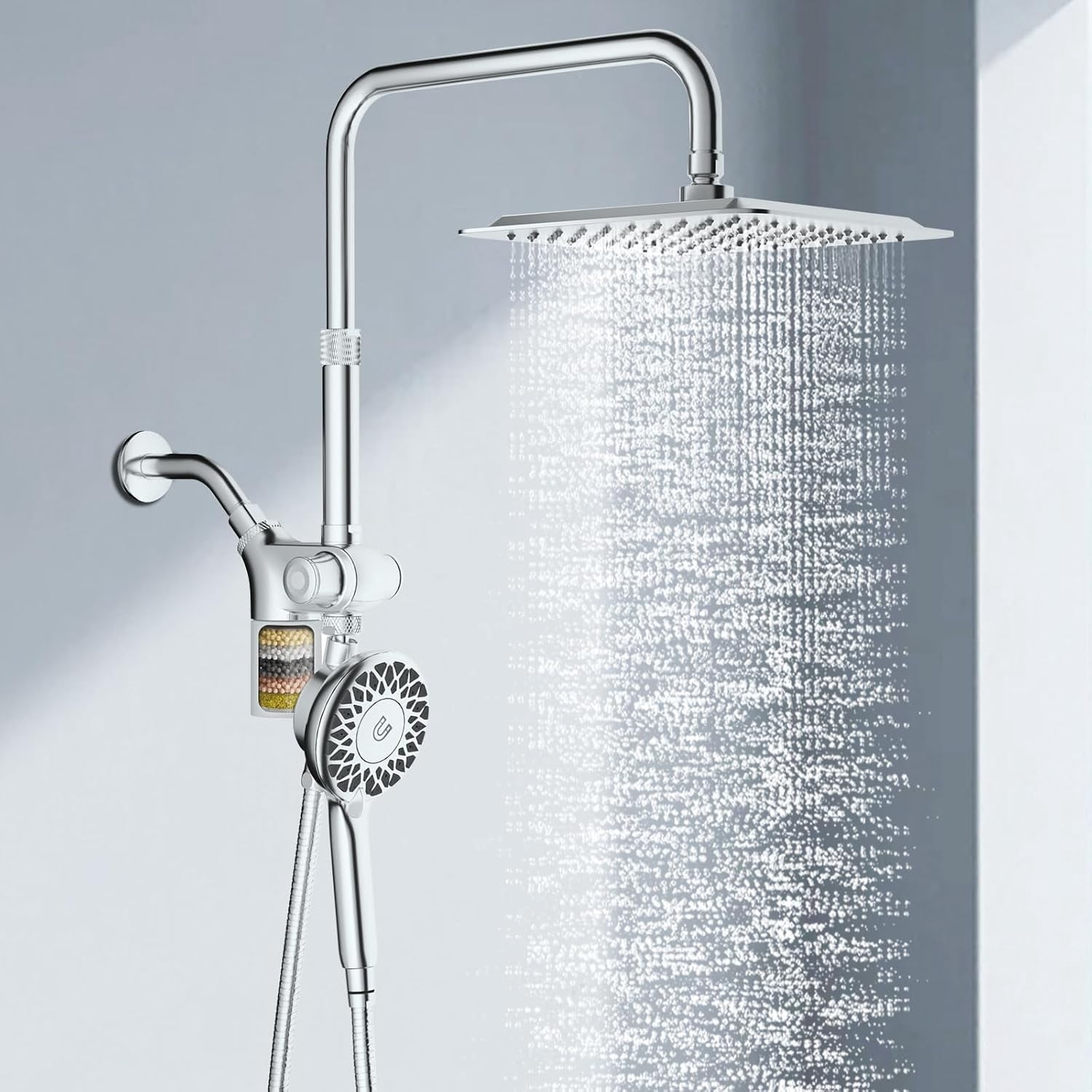 Dual Shower Heads with Handheld Spray Magnetic Filtered Showerhead ...