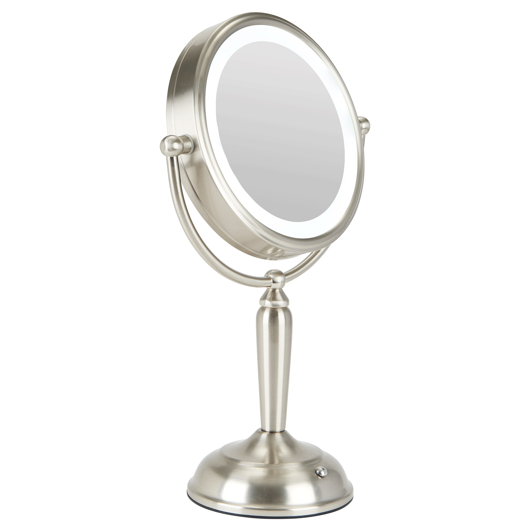 Dual Side 1X / 8X Magnification Lighted Mirror Lamp with Brushed Nickel ...
