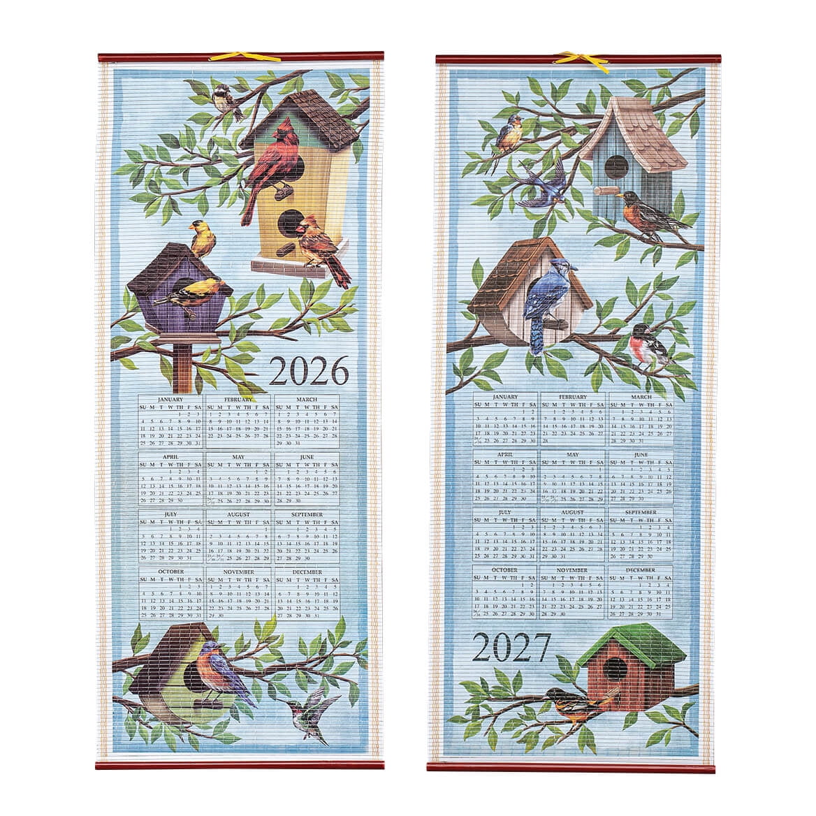 Dual-Sided 2 Year Scroll Calendar, Birds Houses Design – Ideal for ...