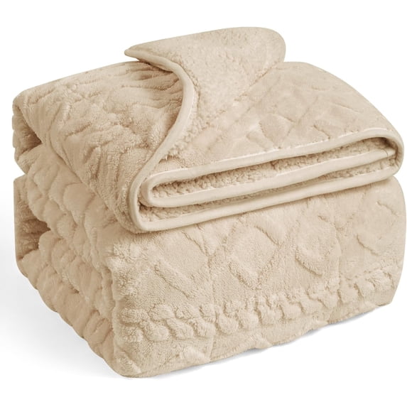 Dual-Sided Jacquard Sherpa Weighted Blanket Twin Size, 15 lbs 48x72 ...