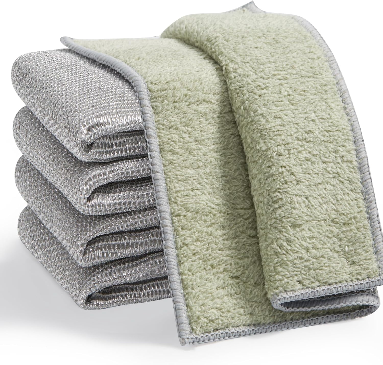 Dual-Sided Microfiber Cleaning Cloth, Non-Scratch Dishwashing Rag ...
