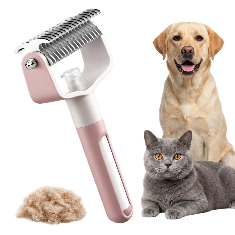 Dual-Sided Pet Grooming Comb, 2-in-1 Deshedding & Dematting Brush with ...