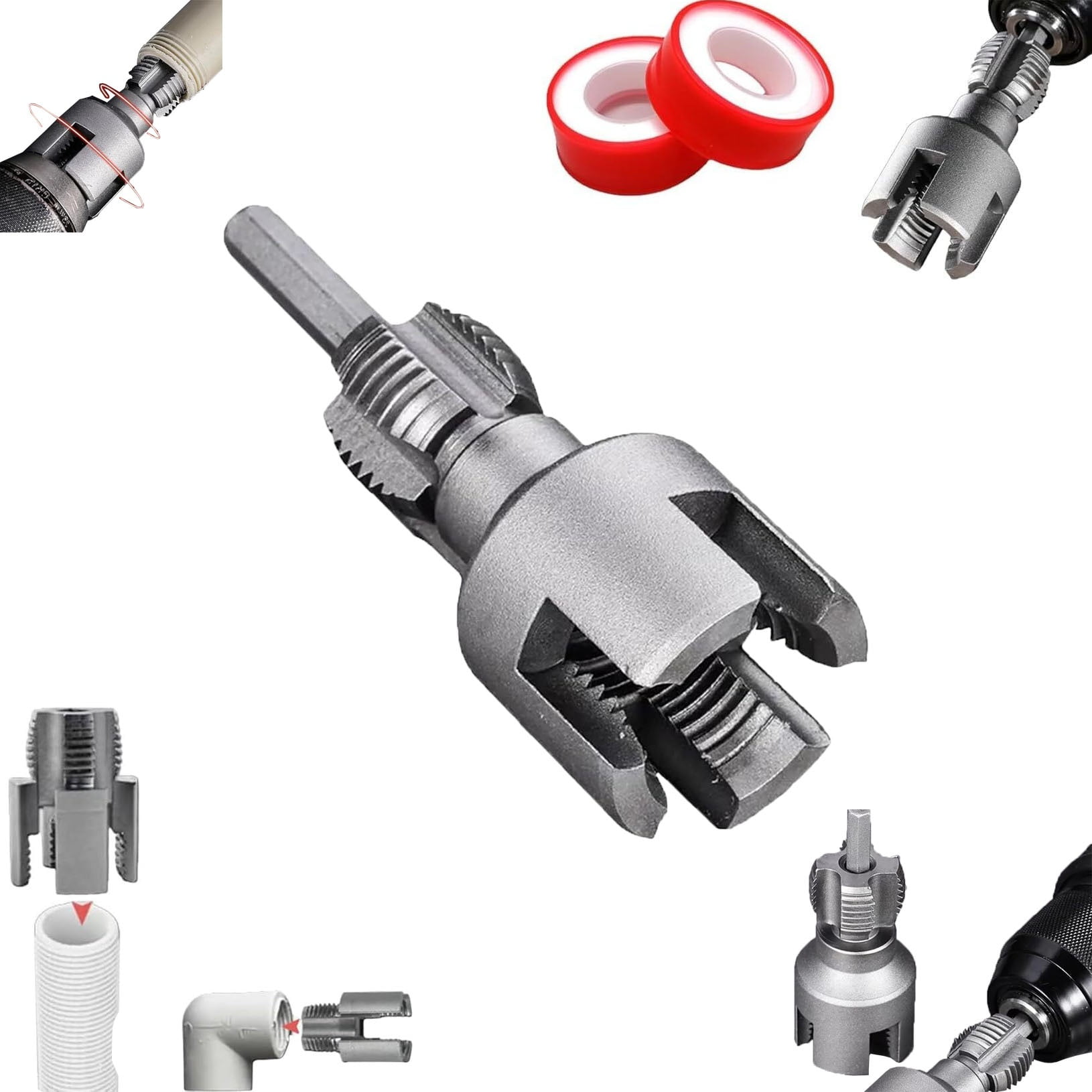 Dual-Sided Pipe Threading Tool Electric Drill Compatible Internal ...