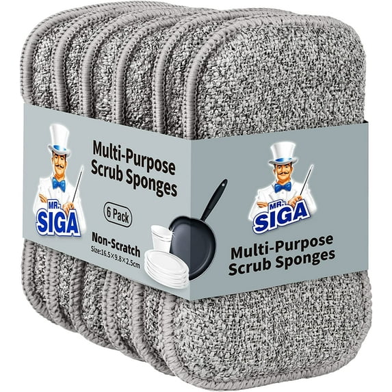 Dual-Sided Scrub Sponges, Long lasting, Reusable Dishwashing Sponges ...