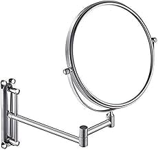 Dual-Sided Swivel Wall Mount Makeup Mirror with Plane Mirror on One ...