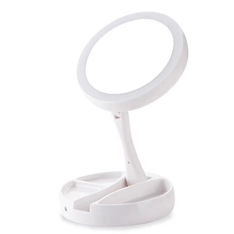 Dual-Sided Vanity Mirror Pro - 1X/10X Magnifying & White LED Lights ...