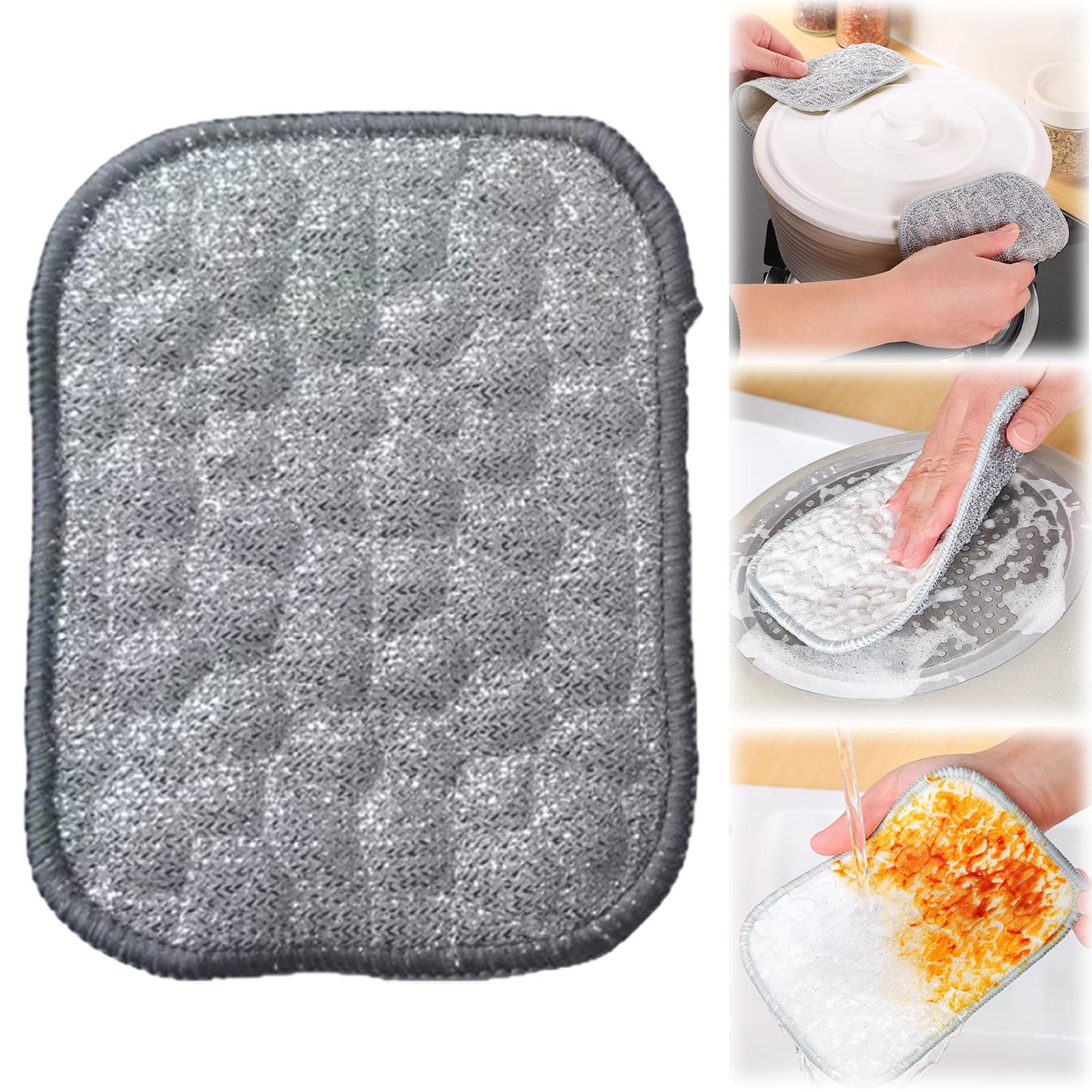 Dual Sided Wire Dishwashing Cloth, Reusable Scouring Pad Sponge for ...